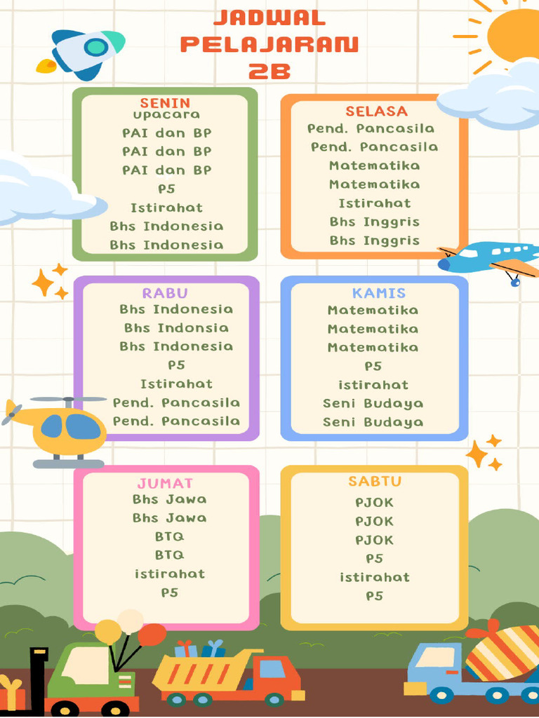 Jadwal Pelajaran 2B | PDF