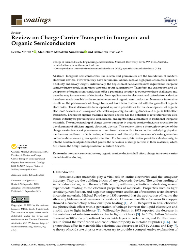 Review On Charge Carrier Transport in Inorganic and | PDF ...