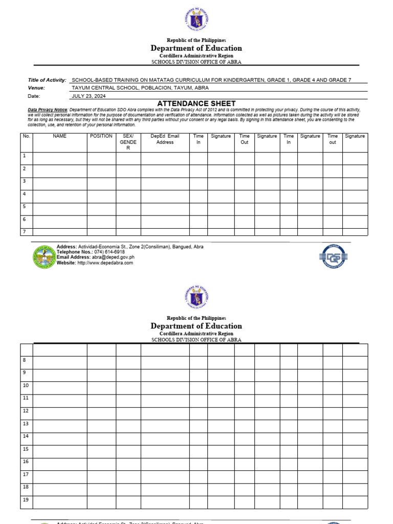 Attendance-Sheet SBTT2024 | PDF | Information Privacy | Government