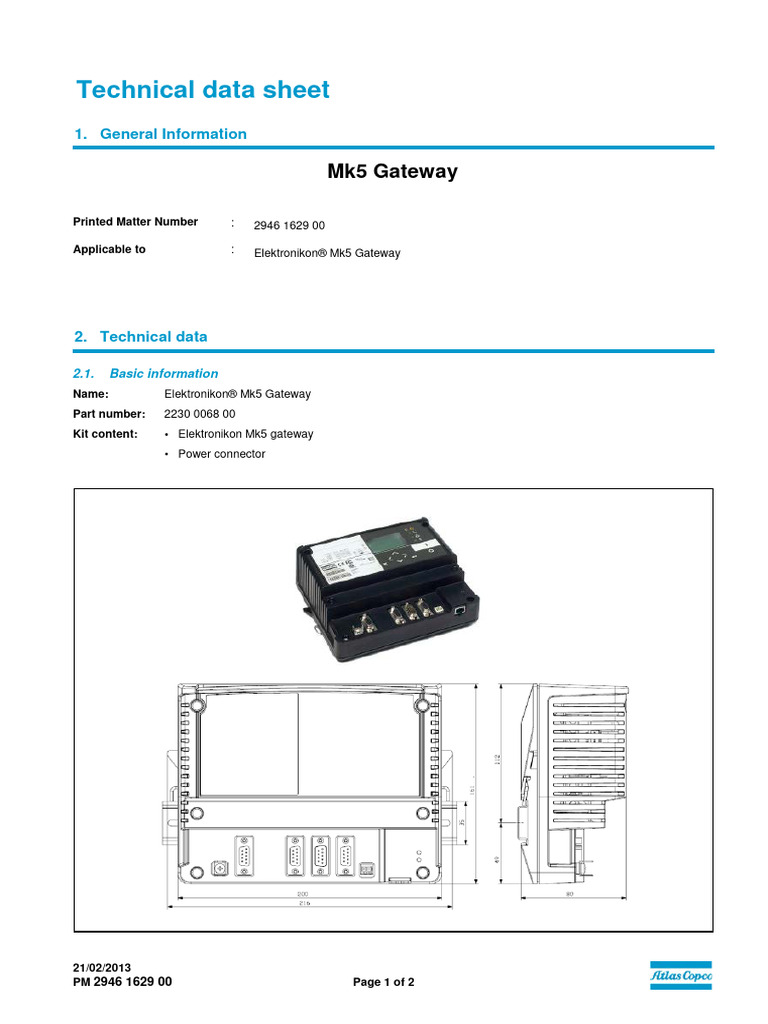 Mk5 - Gateway Technical Data | PDF