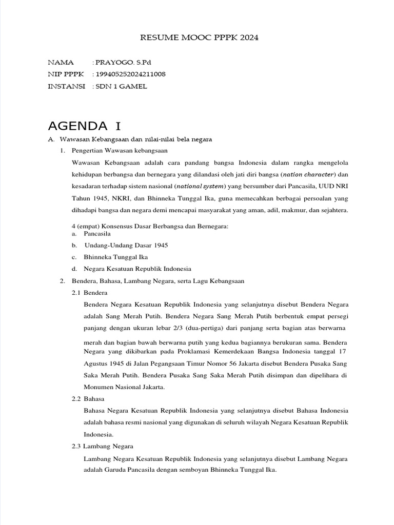Resume Julnal Mooc Asn PPPK Agenda 1 2 3 | PDF