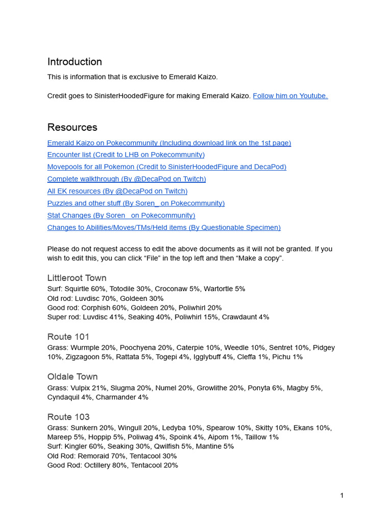 Encounters (Emerald Kaizo) | PDF | Pokémon | Nintendo Franchises