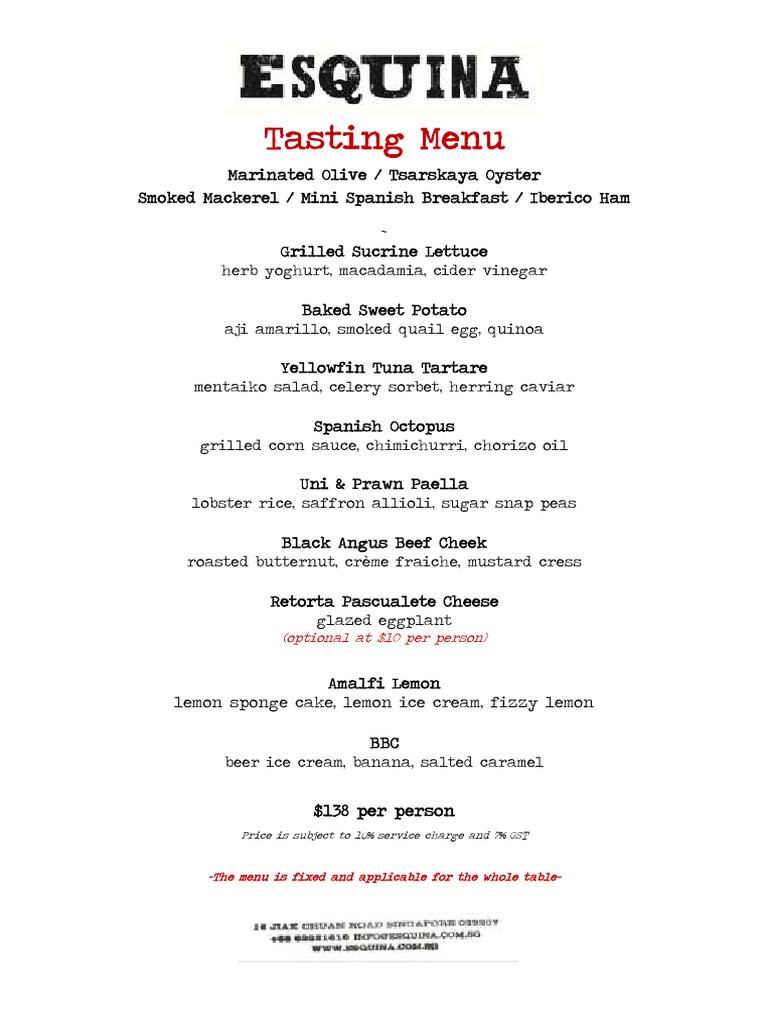 Tasting-Menu Sample | PDF