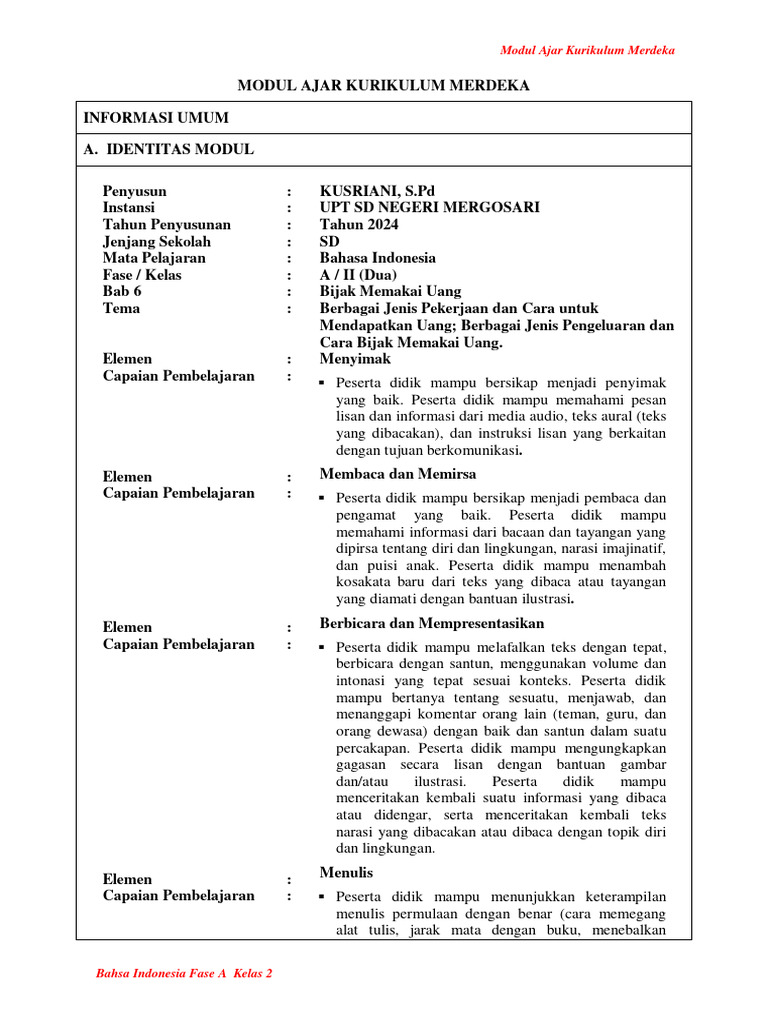 Modul Ajar BAB 6 - Compressed | PDF | Kajian Bahasa Asing