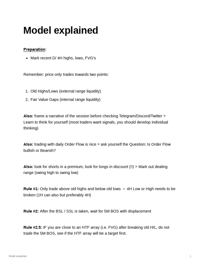 ICT 2024 Mentorship Trading Model | PDF | Business | Microeconomics