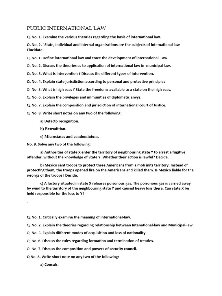 PUBLIC INTERNATIONAL LAW P3yr Question | PDF | International Law ...