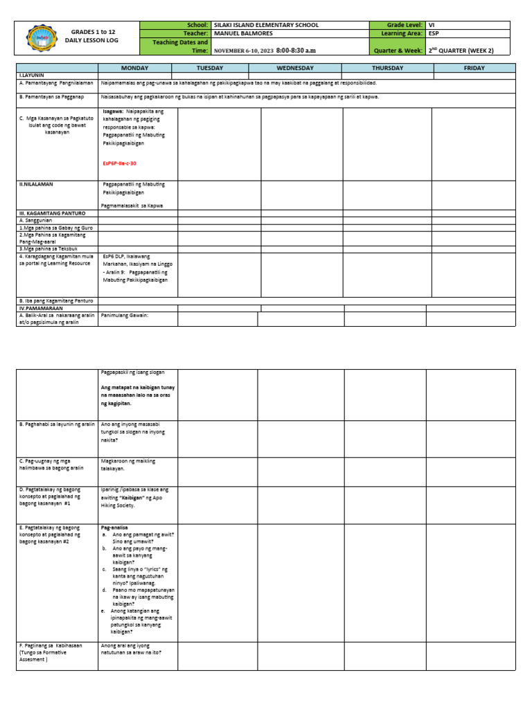 Esp 6 - Q2 - W2 DLL | PDF