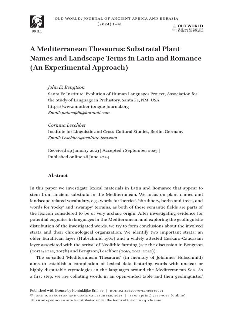 Mediterranean Thesaurus of Plant Names | PDF | Etruscan Civilization ...