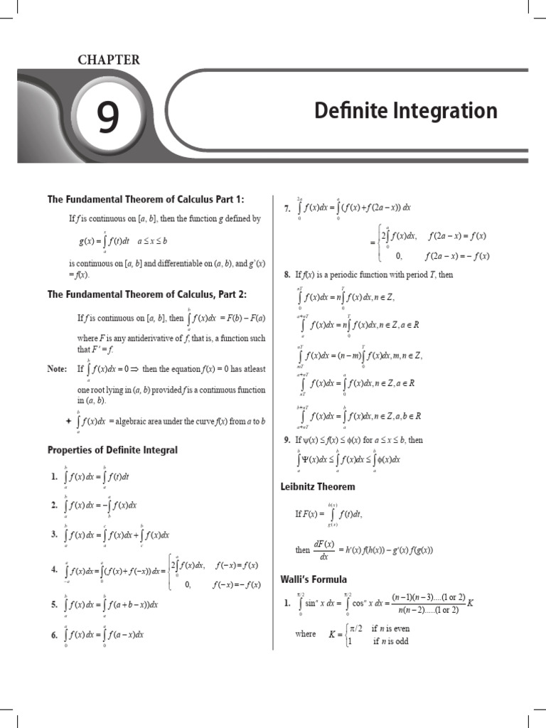 Definite Integration: Short Notes 2 | PDF | Integral | Algebra