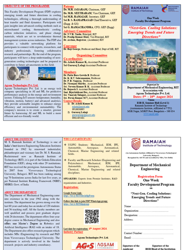 FDP Brochure-MSRIT Mech Bangalore | PDF | Engineering | Academic Degree