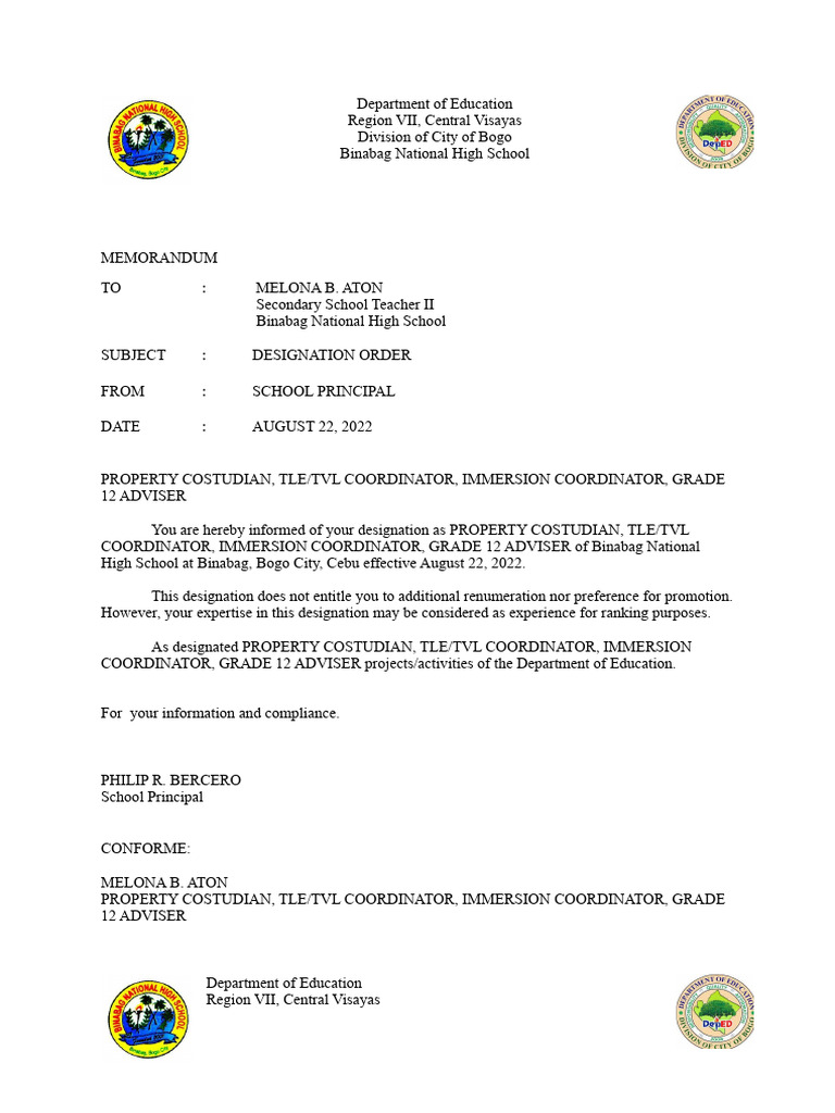 Designation Order | PDF | Philippines