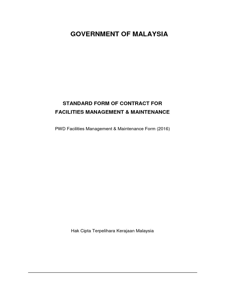 Standard Form of Contract For Facilities Management - Maintenance | PDF ...