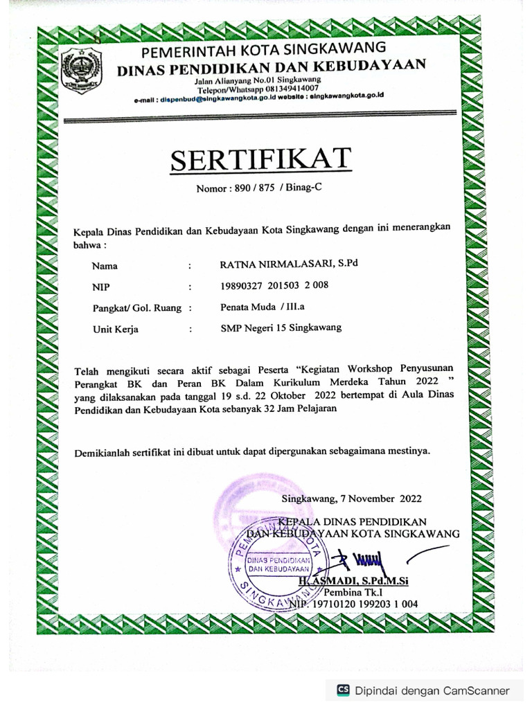 Sertifikat Workshop BK | PDF