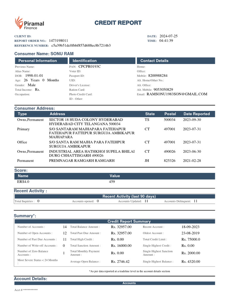 CreditReport Piramal Sonu Ram 2024 07-25-04!39!51.PDF 31-Dec-2024 | PDF ...