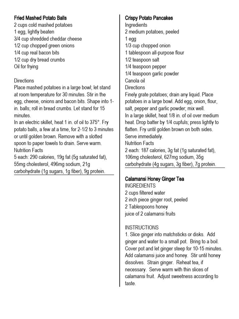 Fried Potato Balls and Tea Recipes | PDF | Teaspoon | Potato