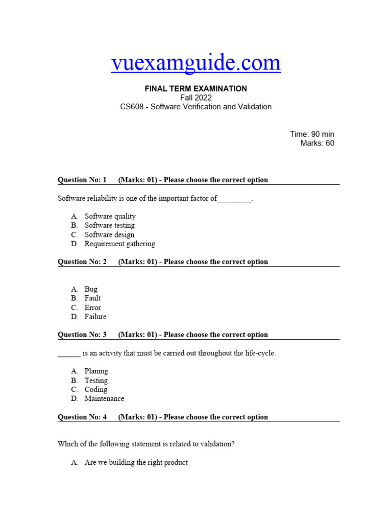 MCQS +SUbjective Paper - CS608 | PDF | Software Testing | Penetration Test MCQS +SUbjective Paper - CS608 | PDF | Software Testing | Penetration Test