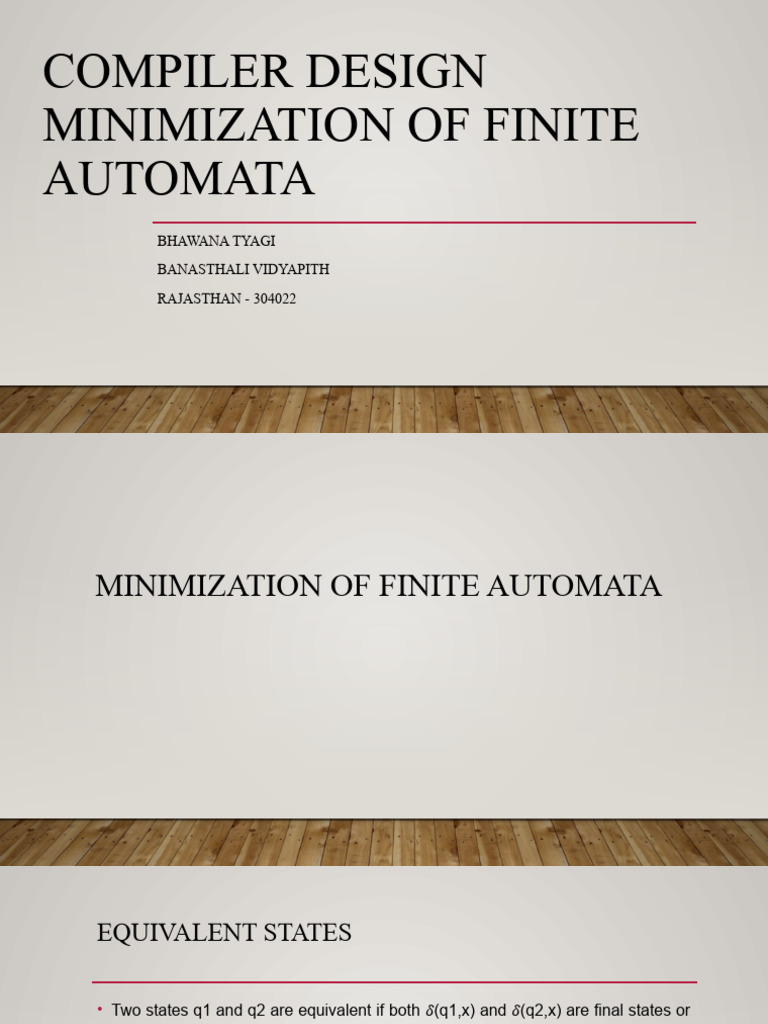 Finite Automata Minimization Guide | PDF | Teaching Methods & Materials