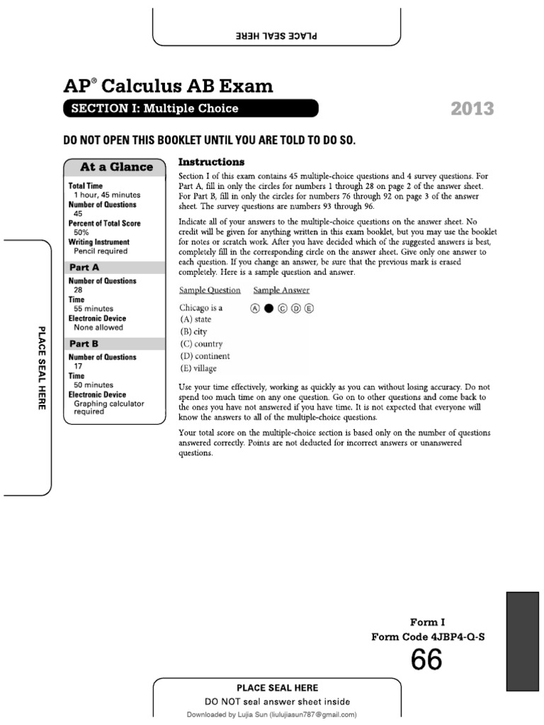 2013 AP Calculus AB | PDF