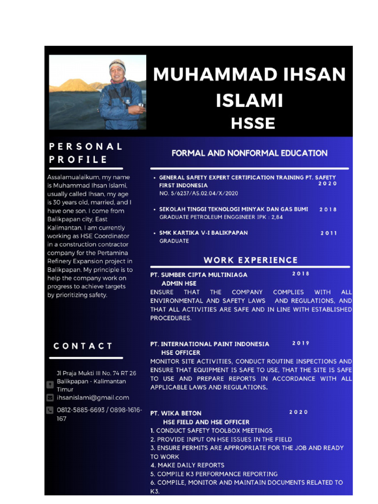 CV Muhammad Ihsan | PDF