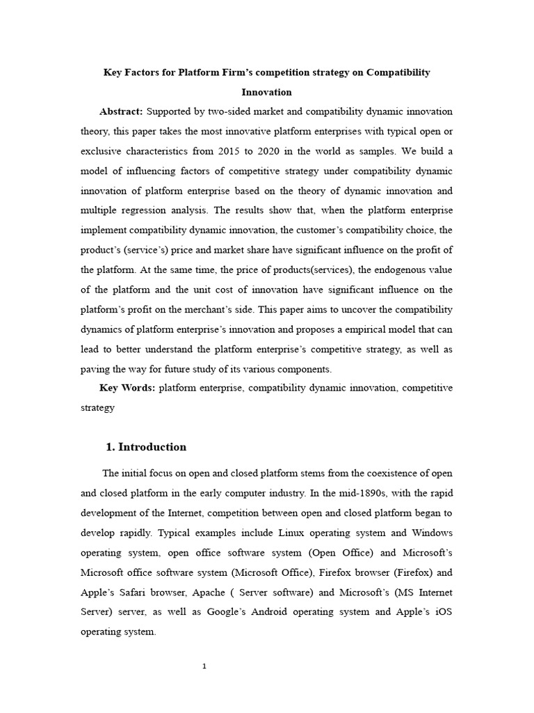 Key Factors For Platform Firm's Competiton Strategy On Compatibility ...