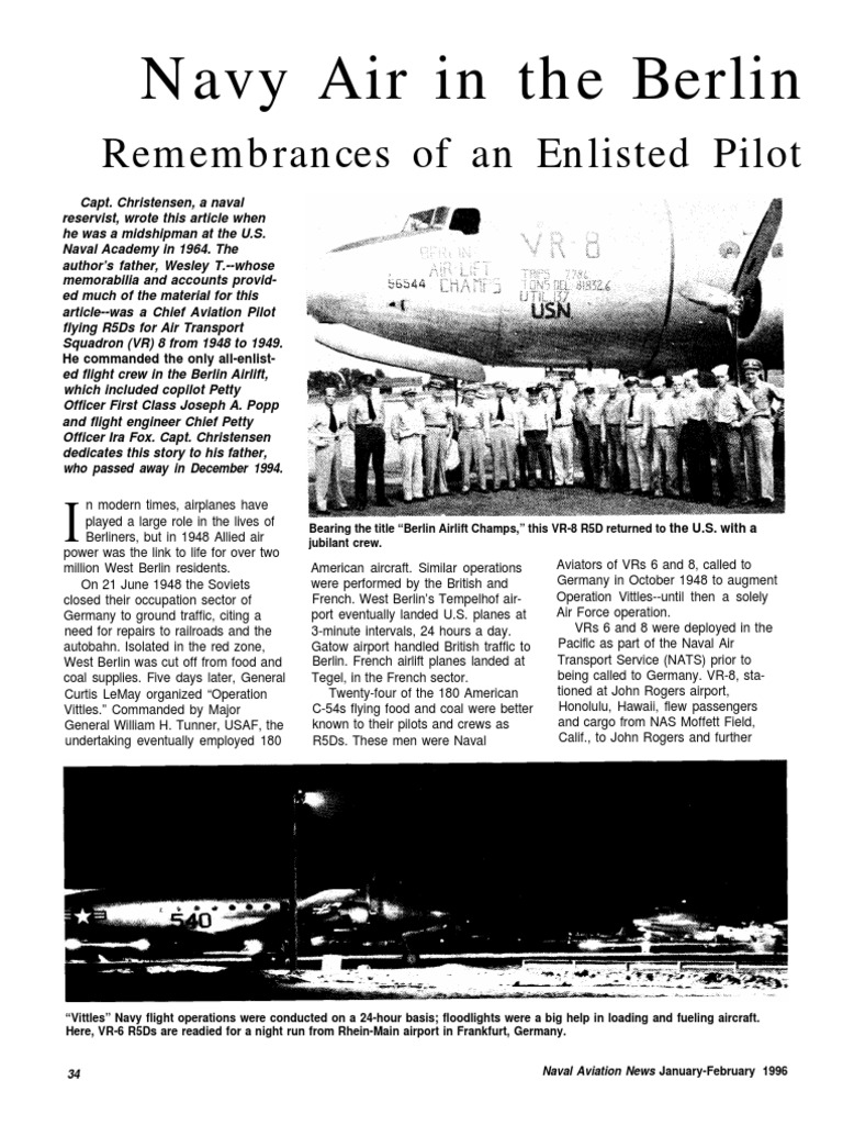 Navy's Role in Operation Vittles | PDF | Squadron (Aviation) | Airplane