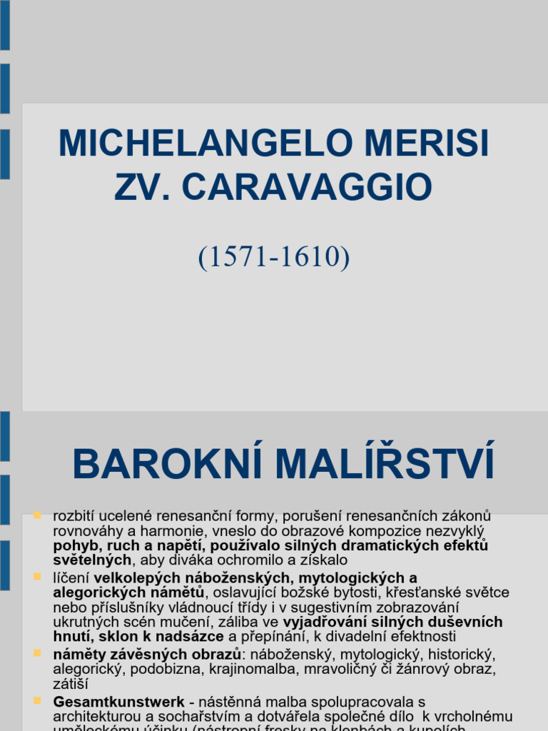 Michelangelo Merisi Zv. Caravaggio | PDF