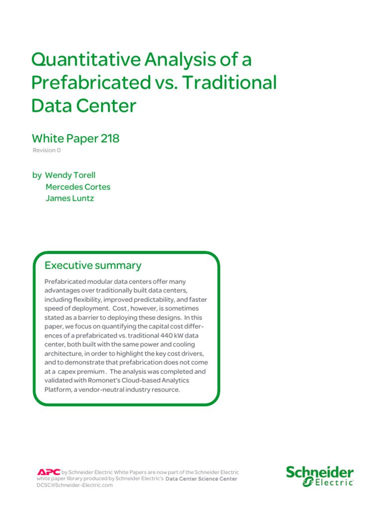 Analysis of A Prefabricated vs. Traditional Data Center | PDF | Data ...