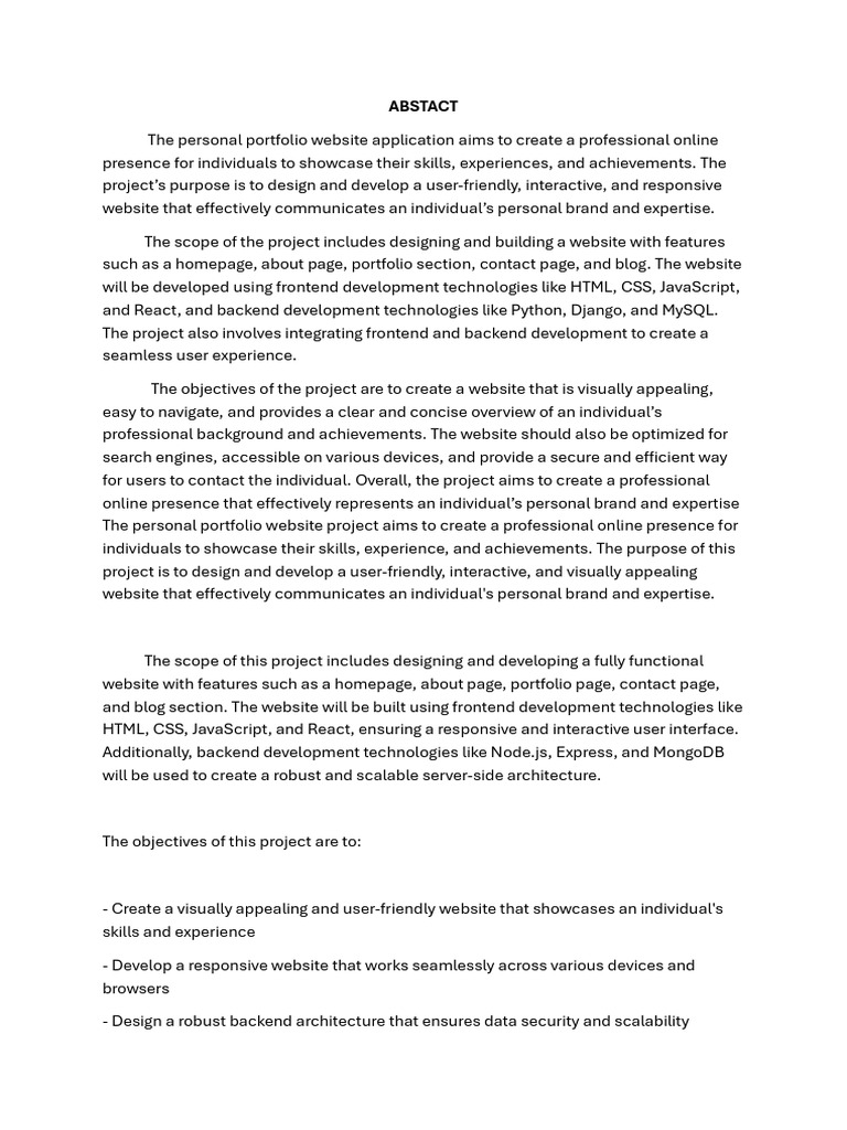 Personal Portfolio Website Design | PDF | Websites | Computer Science