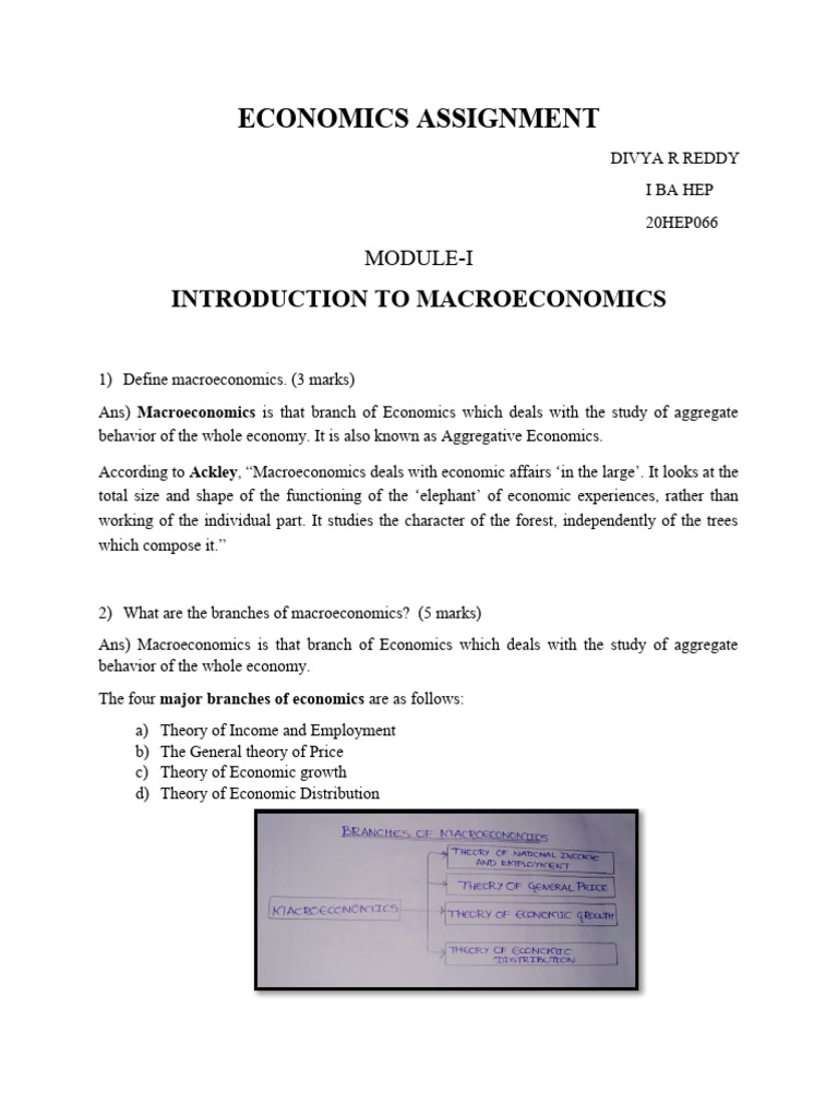 Economics Assignment (Module-1) | PDF | Macroeconomics | Gross Domestic Product