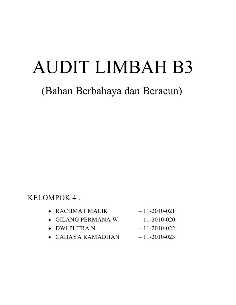 Audit Limbah b3 (Makalah) | PDF