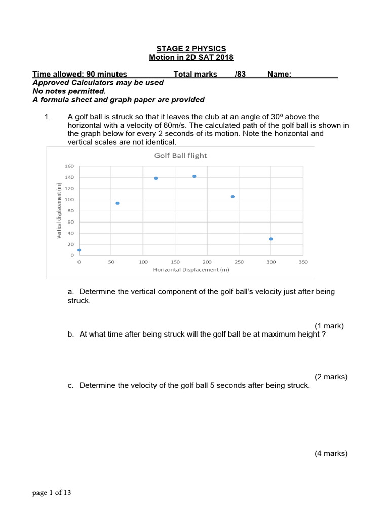 2D Motion Physics Exam Questions | PDF | Proton | Momentum