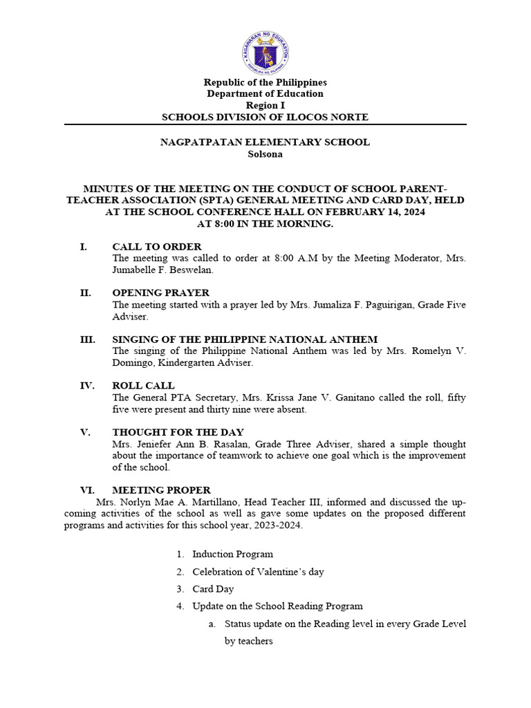 Minutes of The Meeting Gen. Meeting 2024 | PDF