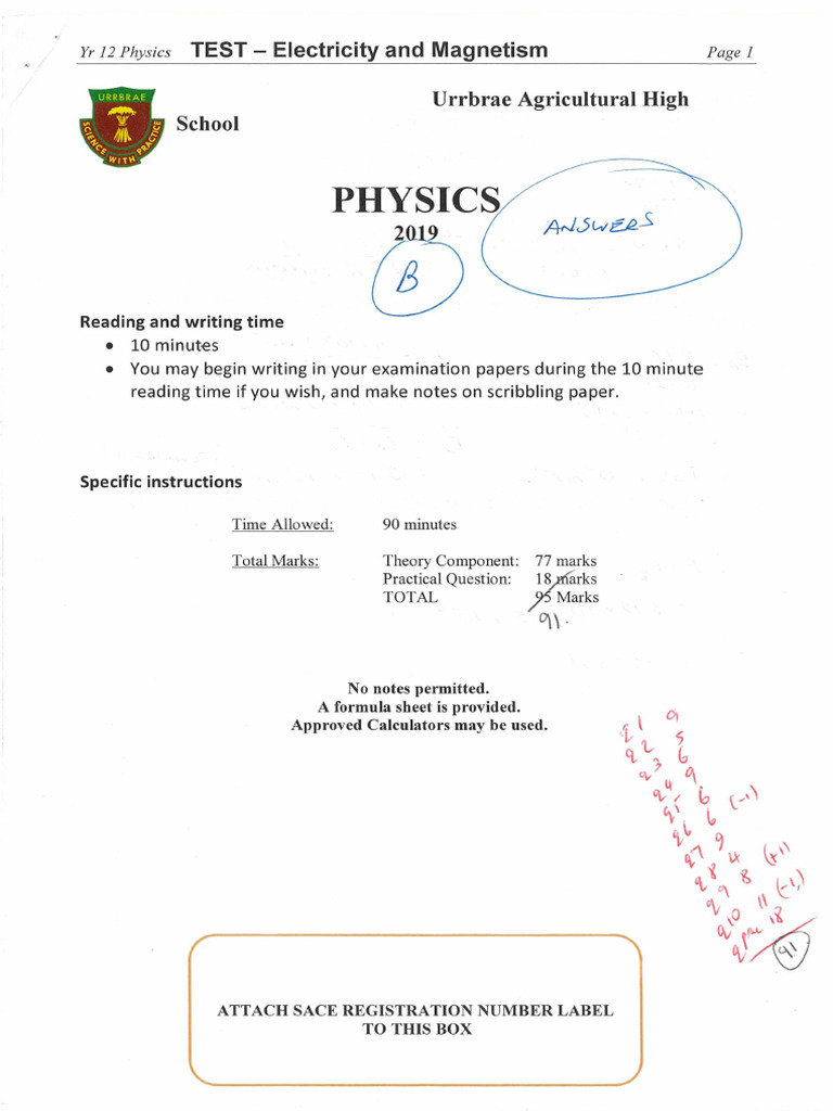 Stage 2 Physics - SAT Electricity and Magnetism 2019 (Transformer) ANSWERS | PDF | Transformer ...