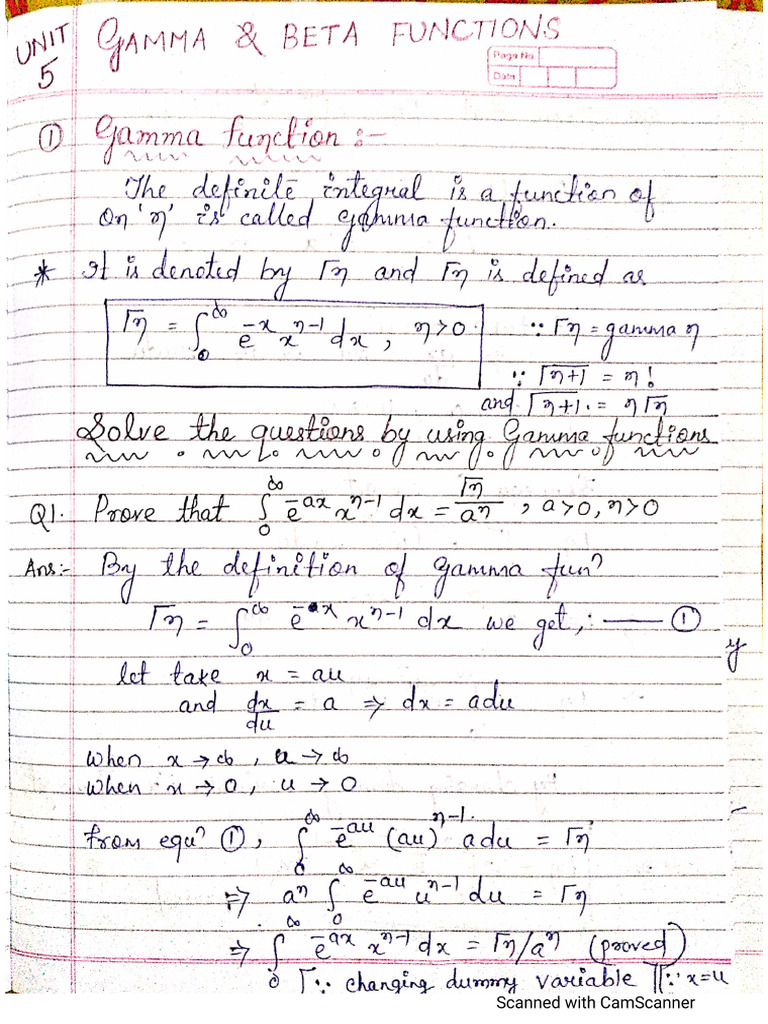 Gamma & Beta Function | PDF