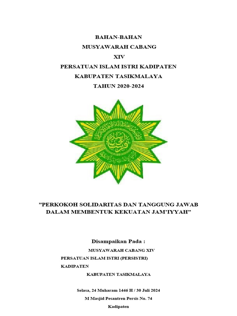 Logo dan Agenda Muscab XIV Persistri | PDF
