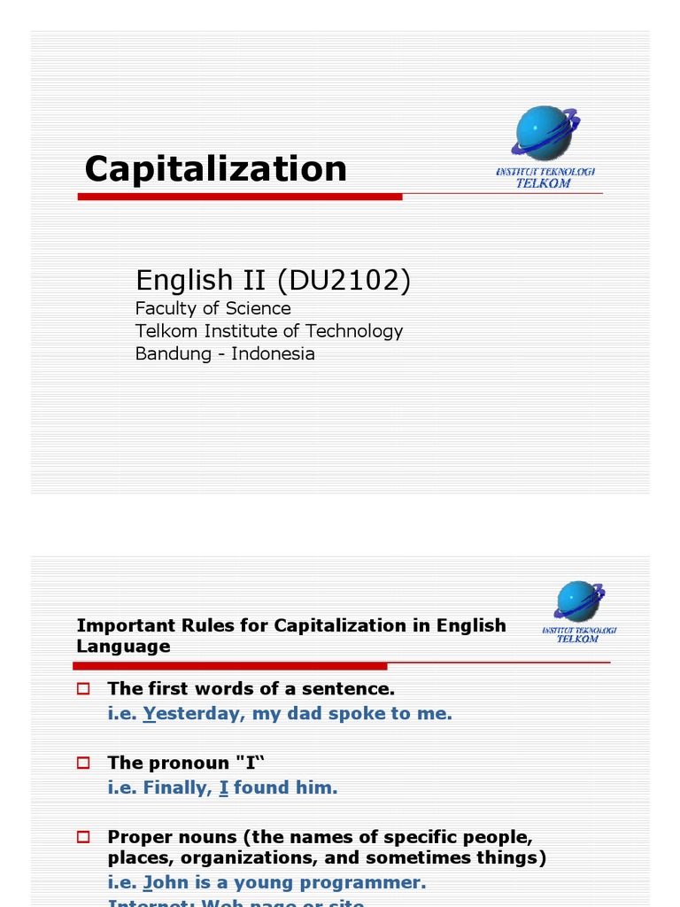 Lesson 1 Capitalization-Slide | PDF | English Language | Syntax