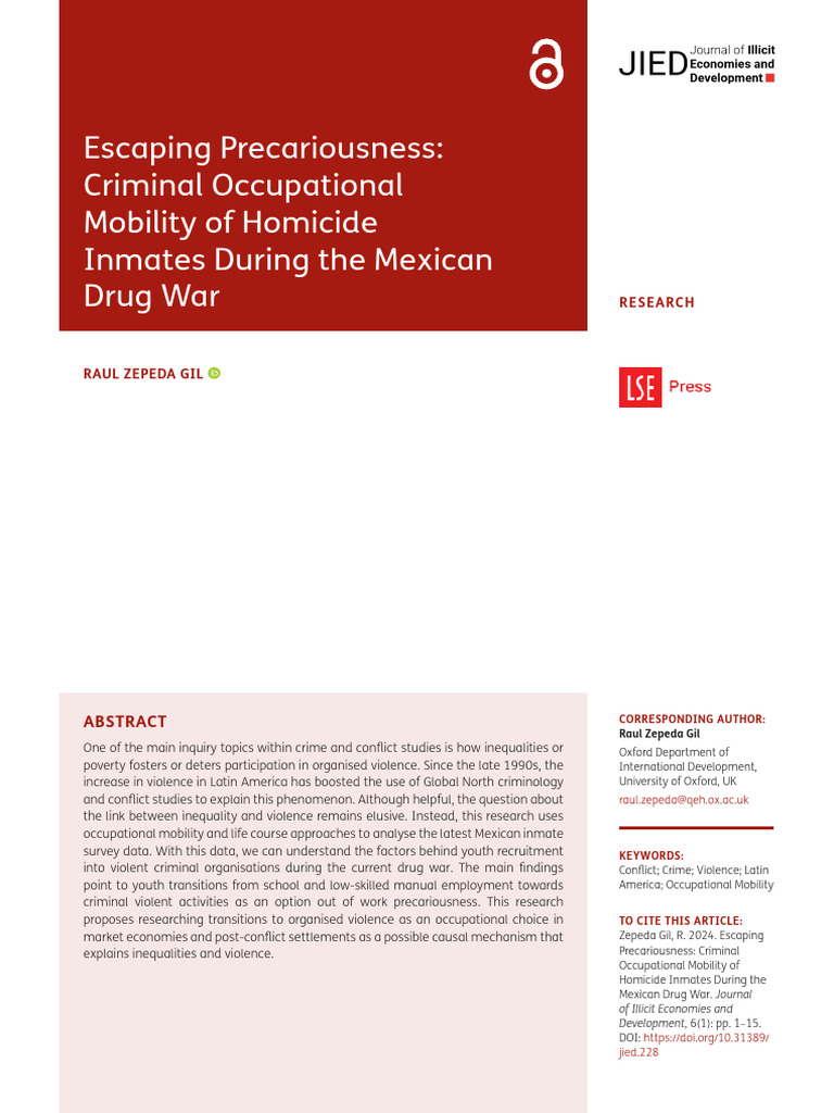 Escaping Precariousness Criminal Occupational Mobility of Homicide ...