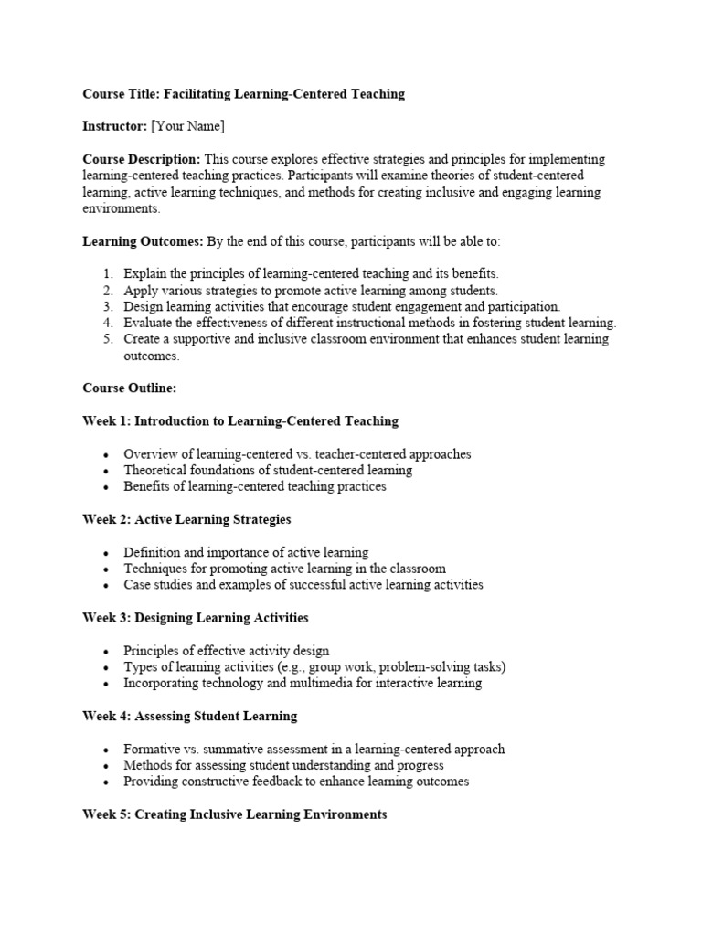 Facilitating Learning Syllabus | PDF | Learning | Human Communication