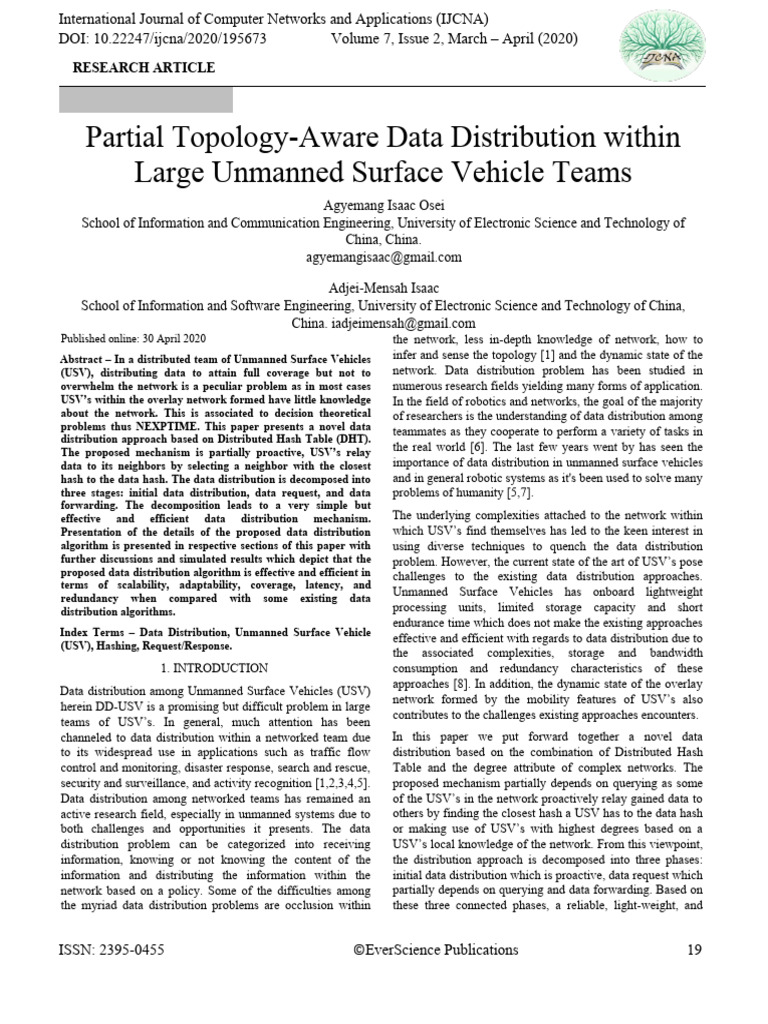 Partial Topology-Aware Data Distribution Within Large Unmanned Surface ... Partial Topology-Aware Data Distribution Within Large Unmanned Surface ...
