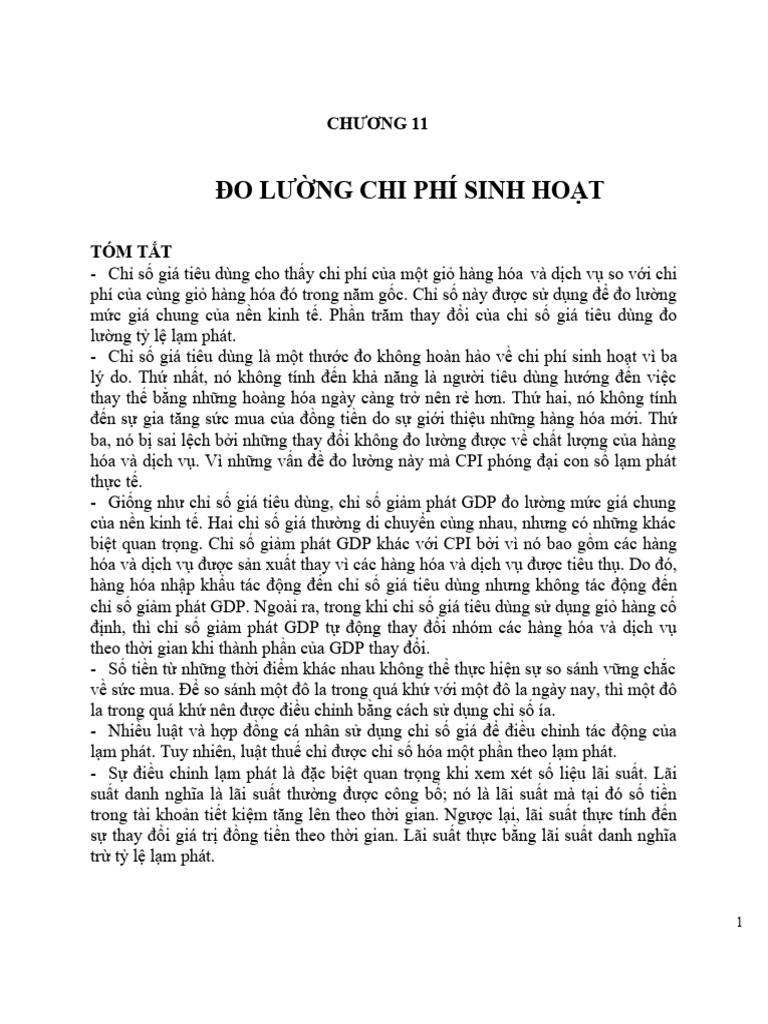 Chuong 11 Do Luong Chi Phi Sinh Hoat PDF | PDF