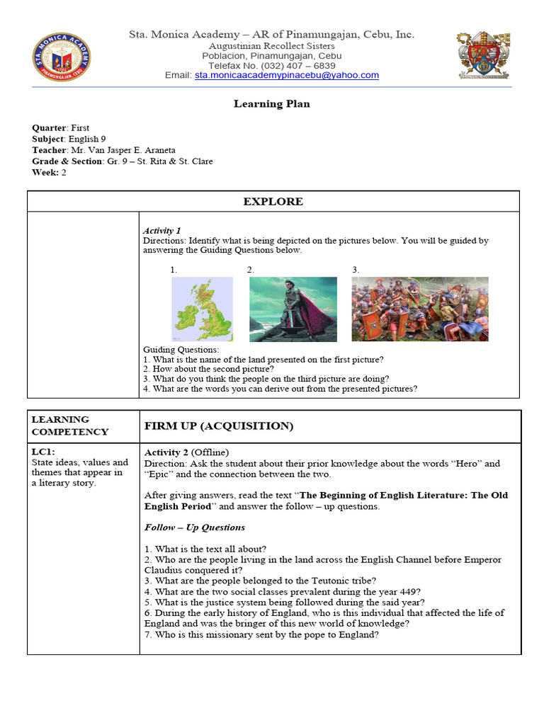 Learning Plan ENG9 Wk2 | PDF