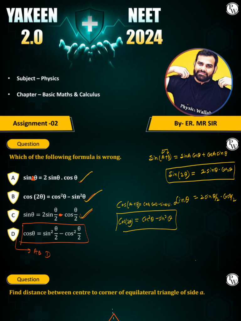 Basic Maths & Calculus - Assignment 02 Solution - Yakeen 2.0 2024 (Legend) | PDF