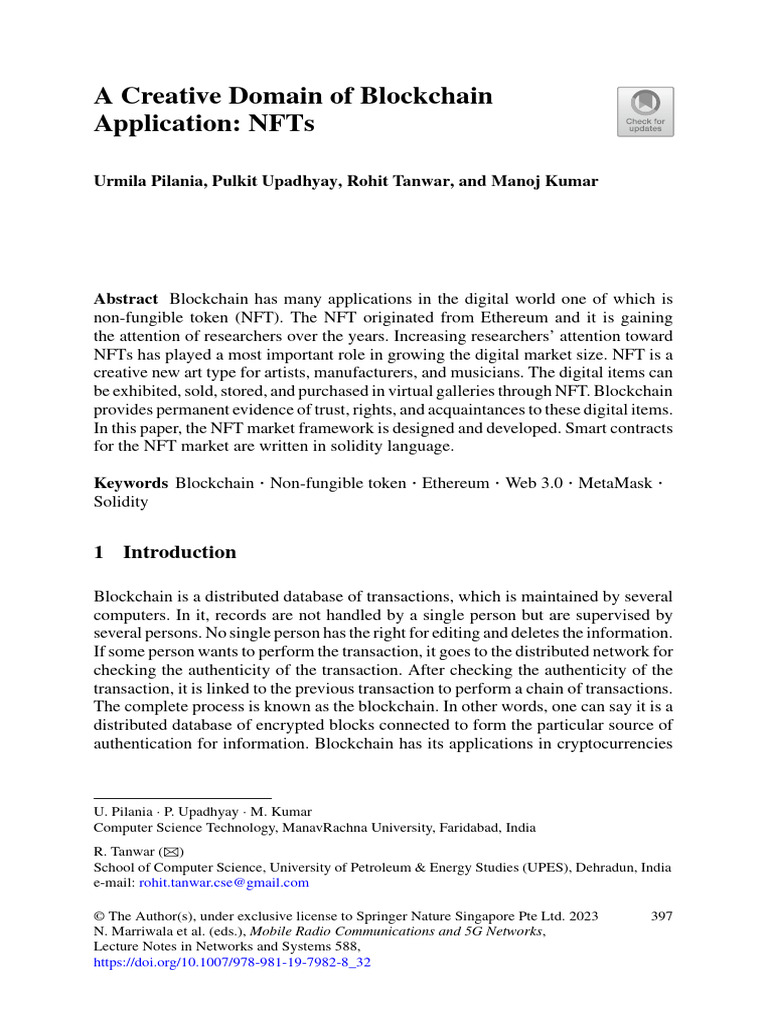 A Creative Domain For Blockchain | PDF | Cryptocurrency | Computing