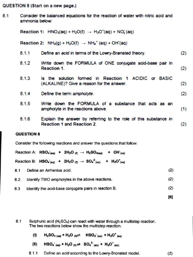 Acids and Bases Exercises for Grade 11 | PDF | Acid | Chemistry