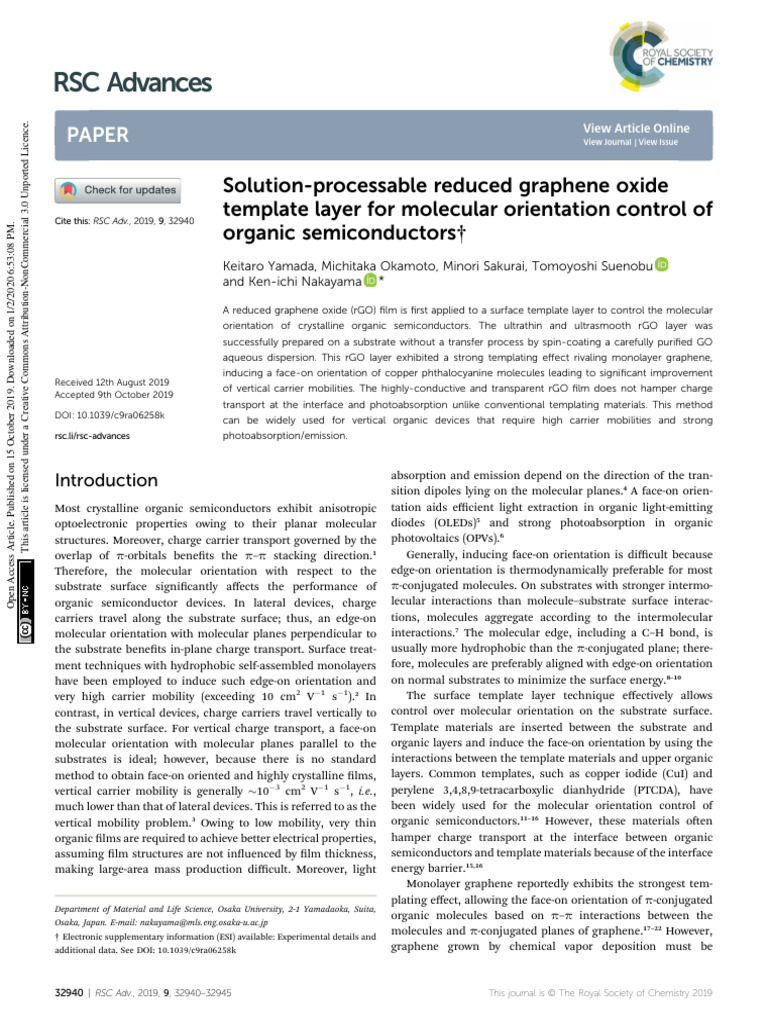 Solution Processable Reduced Graphene Oxide Template Layerr For ...