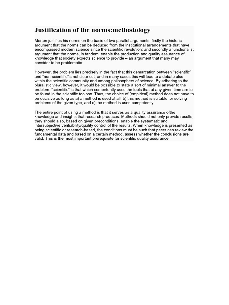 Justification of The Norms | PDF | Career & Growth | Science & Mathematics