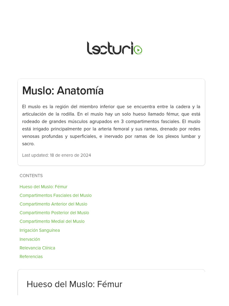 Muslo - Anatomía - Lecturiousuario | PDF | Anatomía del miembro ...