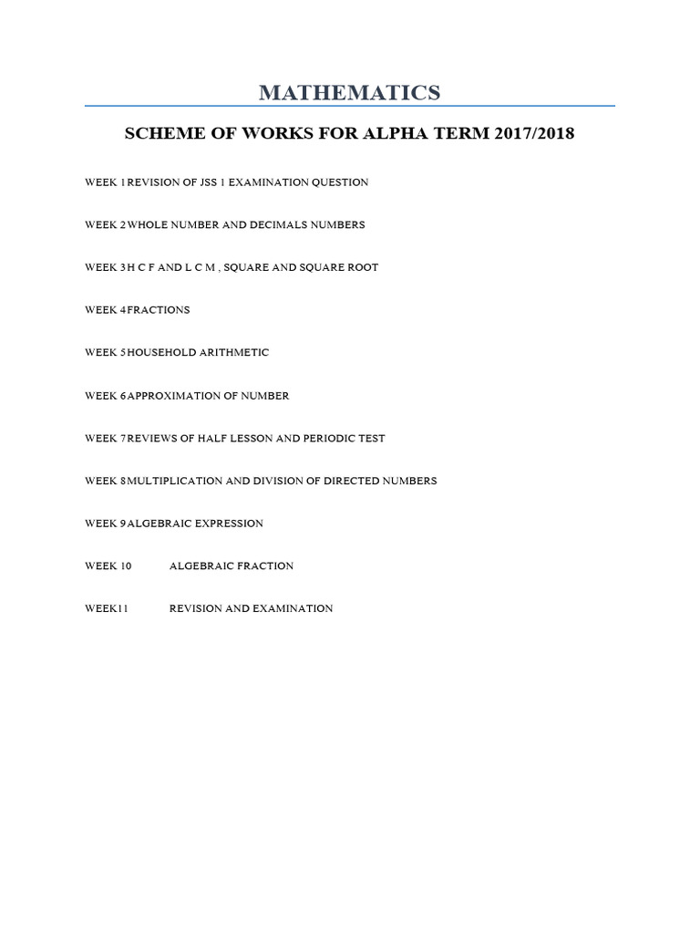 Jss 2 Mathematics | PDF | Numbers | Ratio