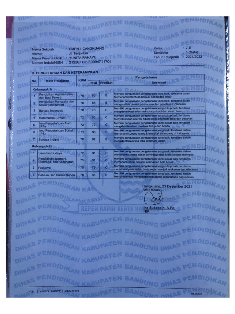 Yunita Kelas 7e SMT 1 Hal 2 | PDF