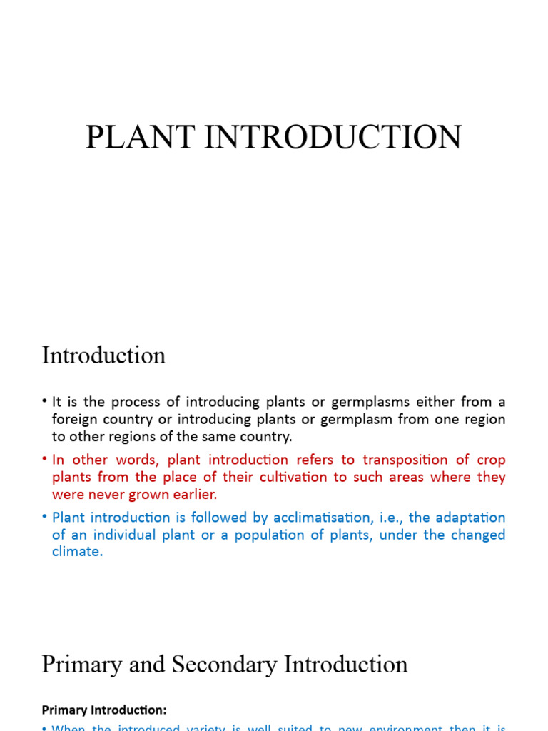 Plant Introduction | PDF | Genetically Modified Organism | Plants Plant Introduction | PDF | Genetically Modified Organism | Plants